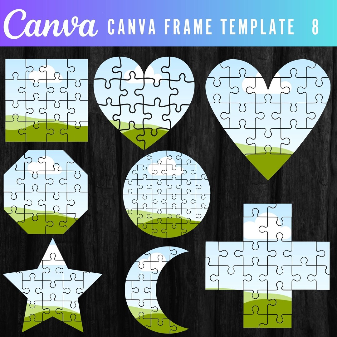 Puzzle Canva Frames Templates ,heart Photo Collage Canva Template ...