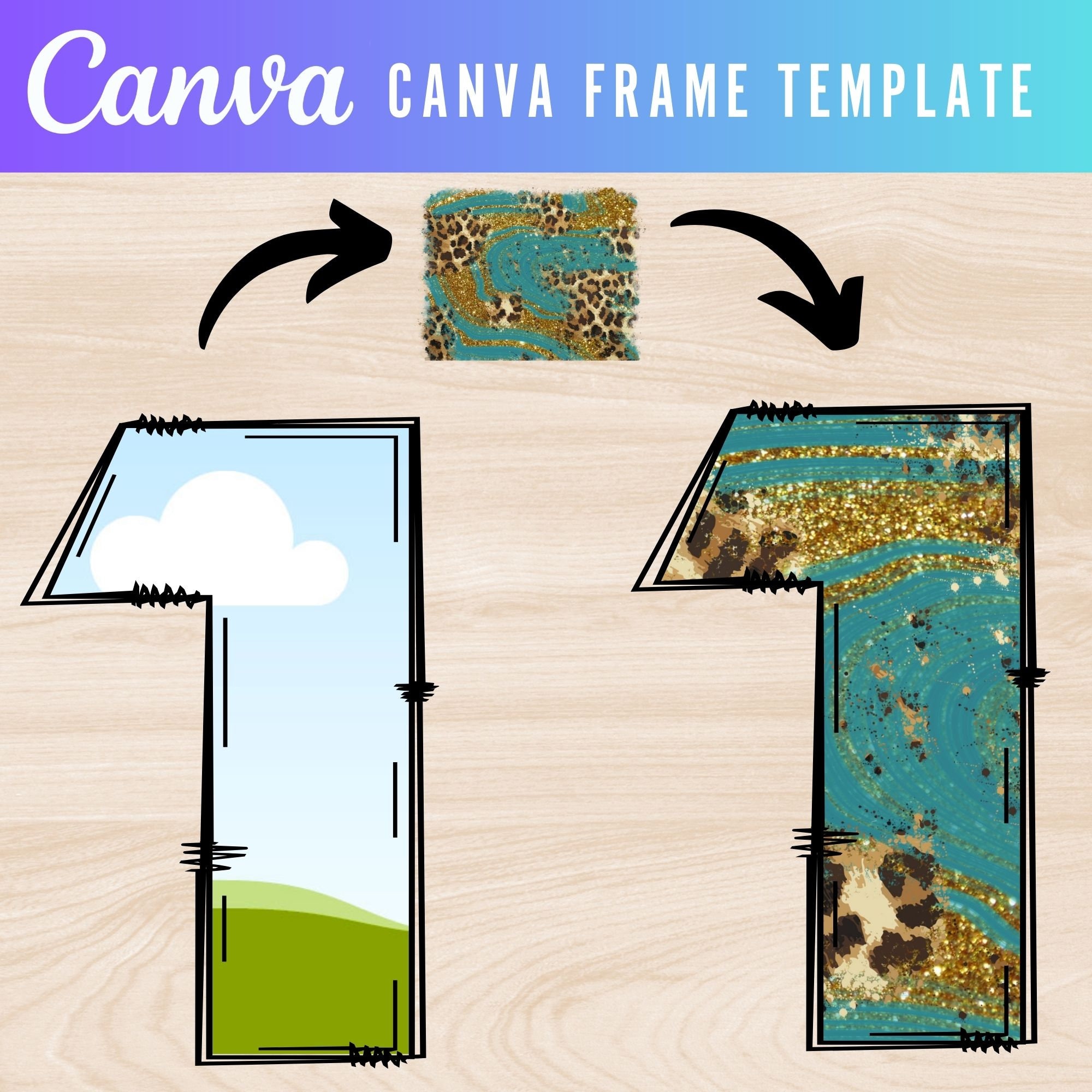Canva Frame Doodle Alphabet UPPERCASE, and Numbers, Editable Canva ...