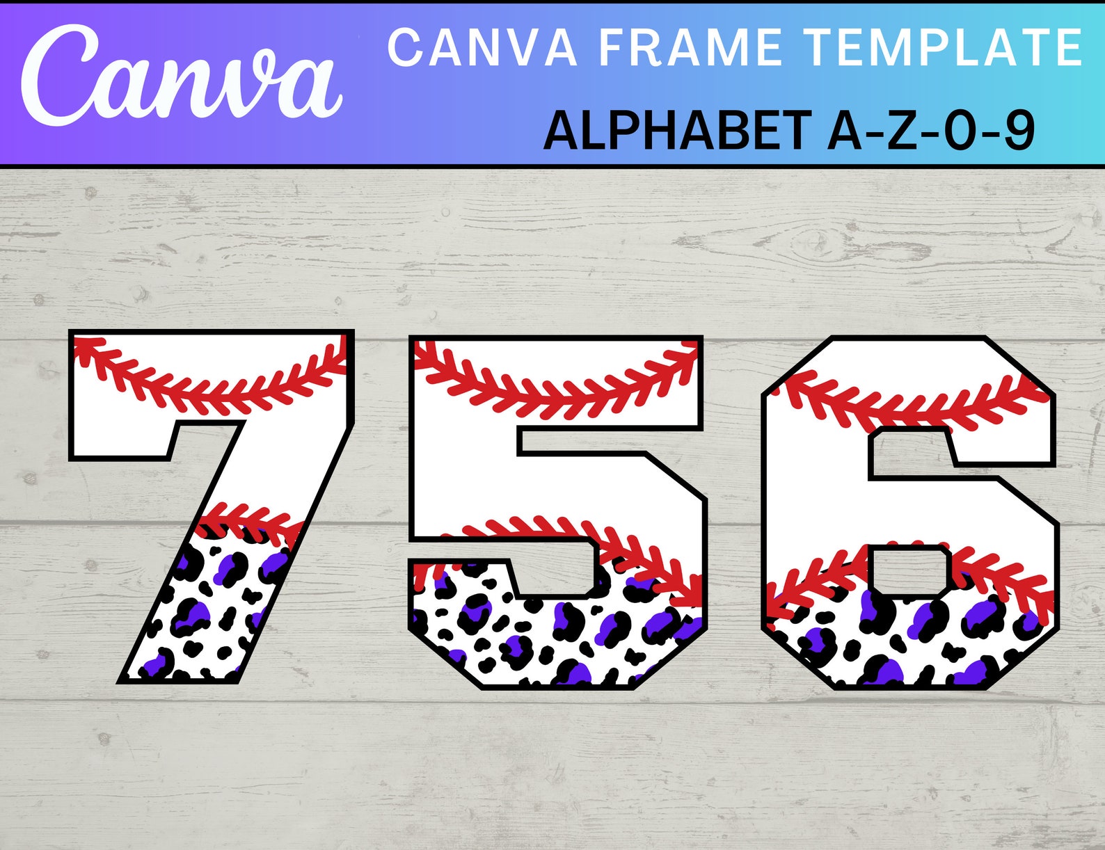 Canva Frame Template Varsity College Sports Blank Letters Alphabet Font ...