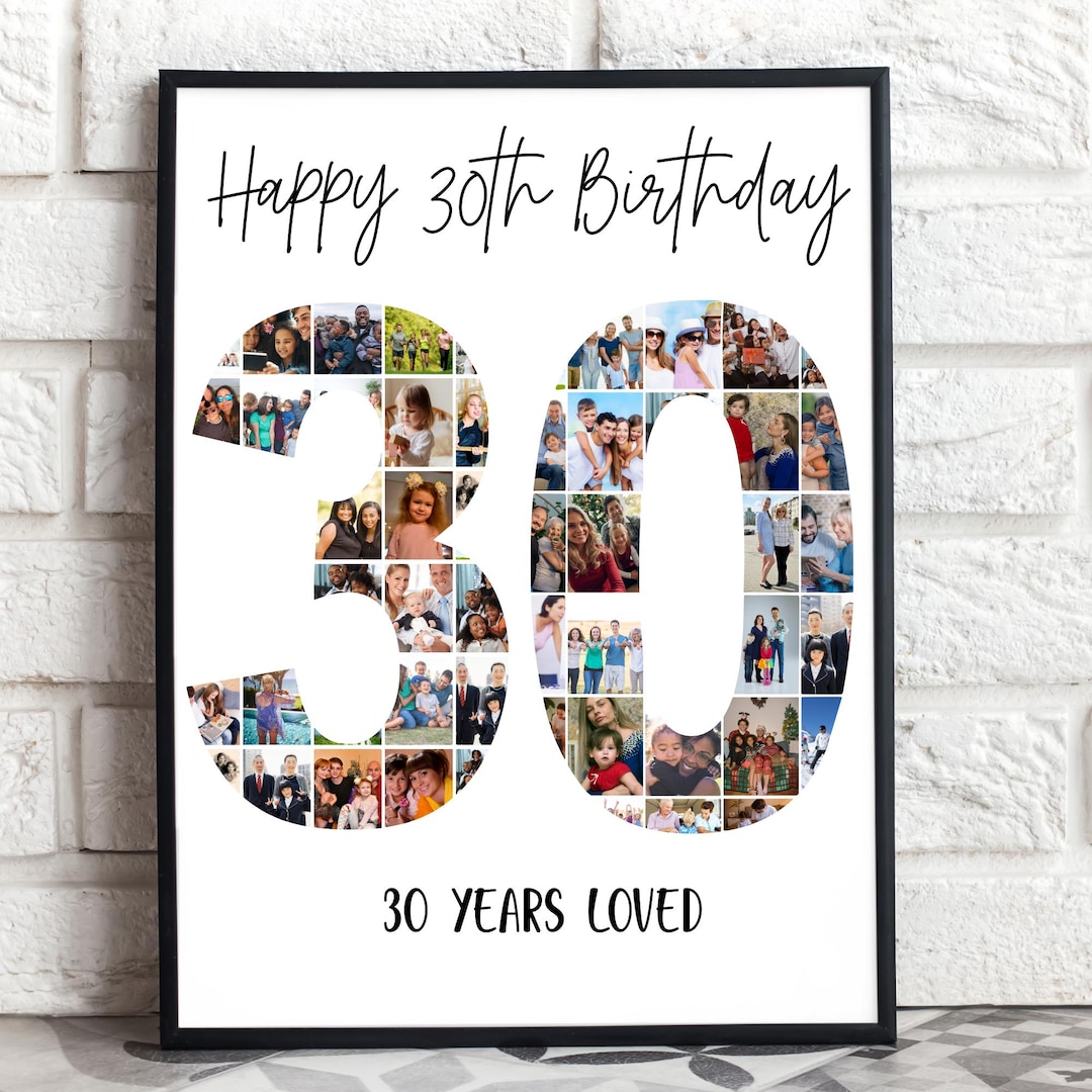 30th Birthday Photo Collage Template | Custom Number 30 Poster ...