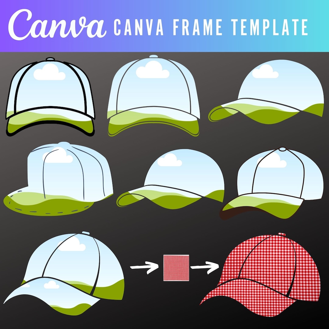 Cap Mockup Canva Frames Baseball Cap Canva Frame Bundle With Easy Drag ...