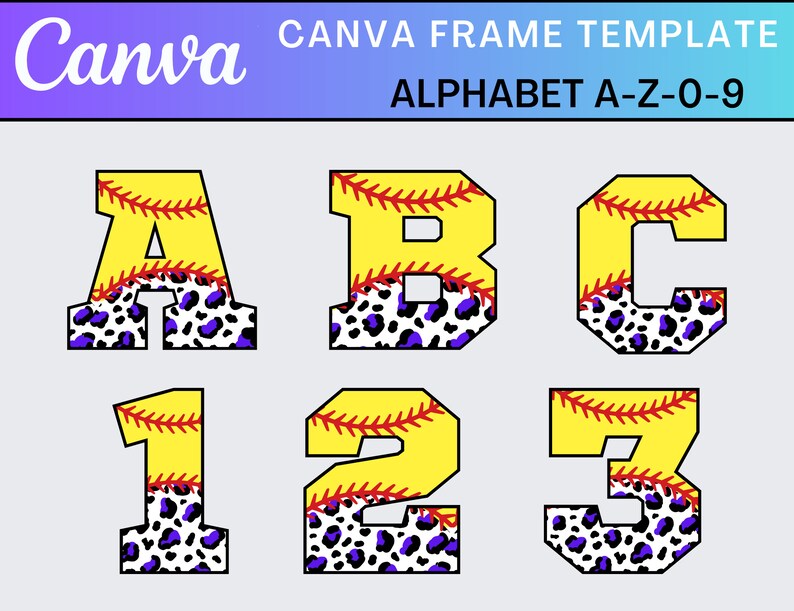 Canva Frame Template Varsity College Sports Blank Letters Alphabet Font ...