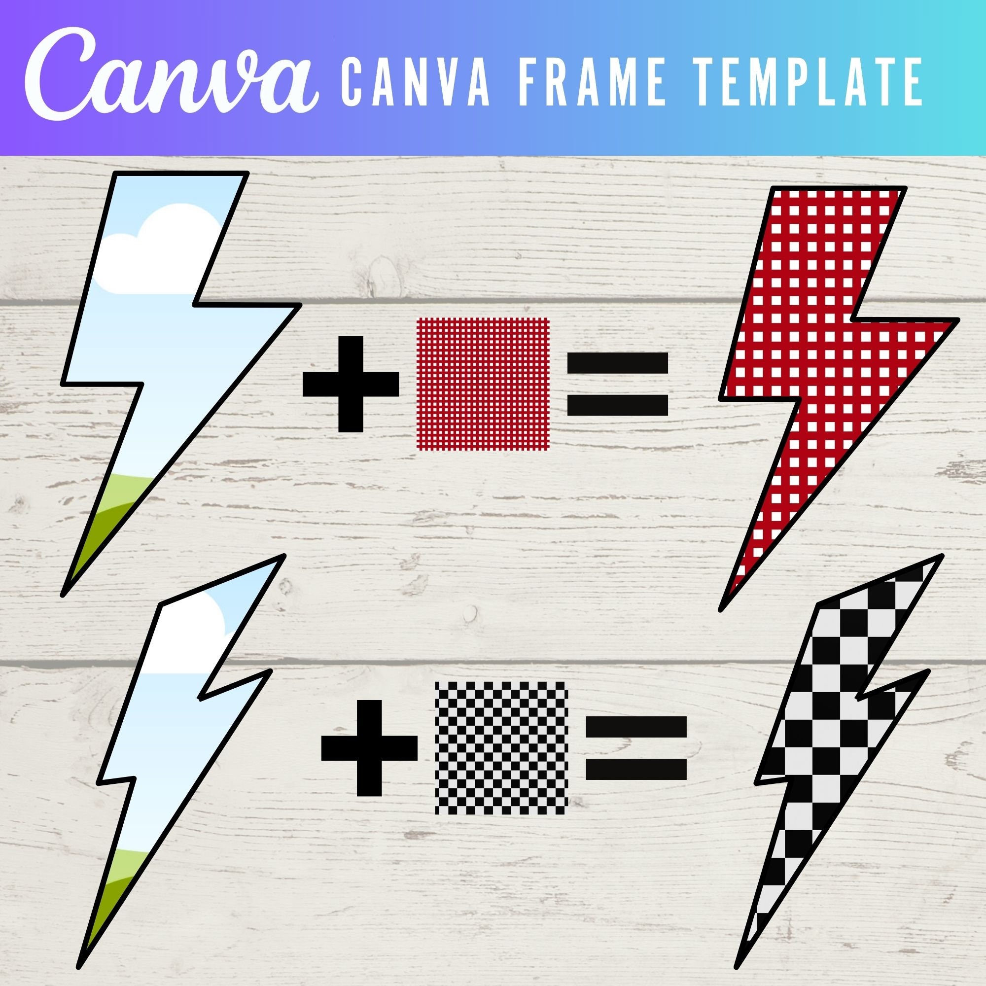 Design Your Own Lightning Bolt Canva Frames Custom Your - Etsy Canada