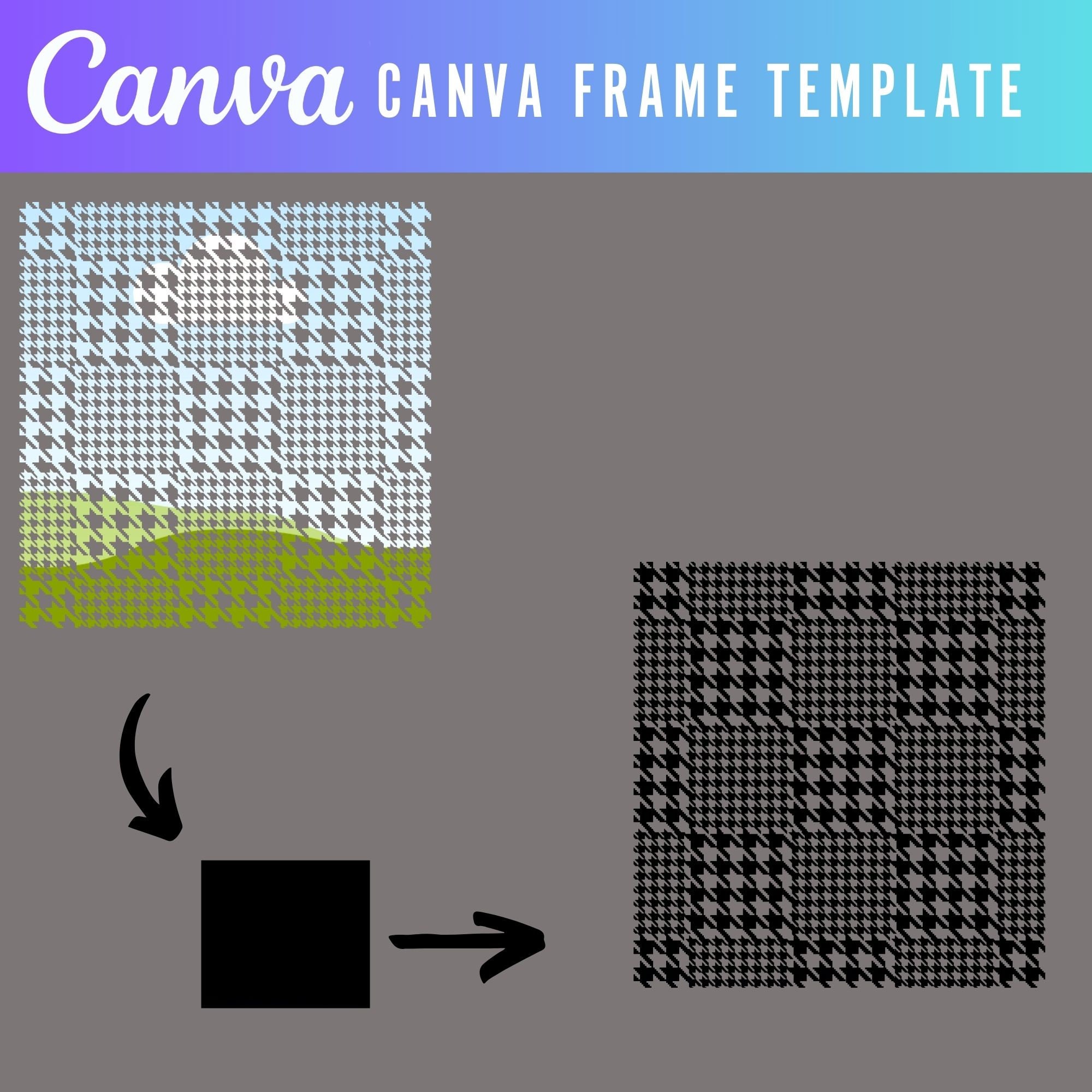 Canva Frame Bundle, Houndstooth Canva Frame, Houndstooth Seamless ...