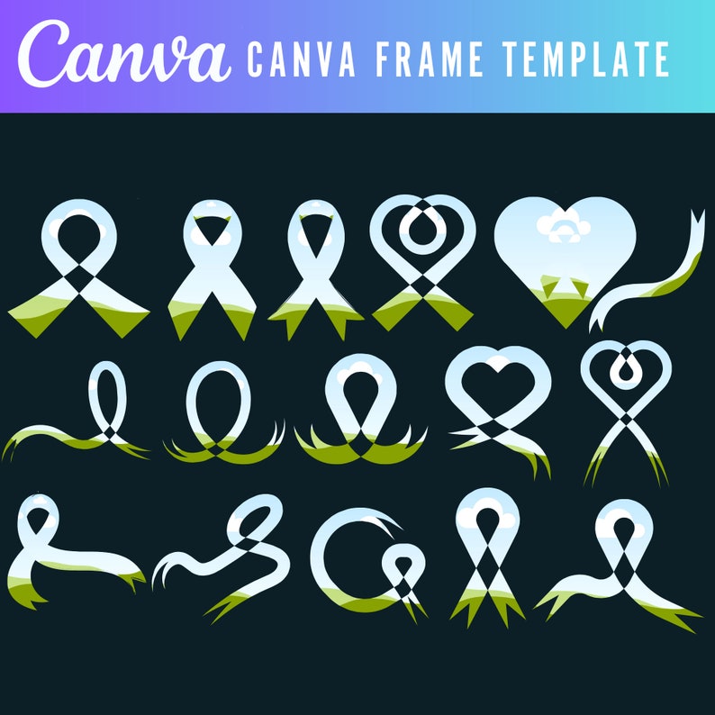 Canva Frame Bundle , Canva Cancer Ribbon Template Editable Ribbon ...