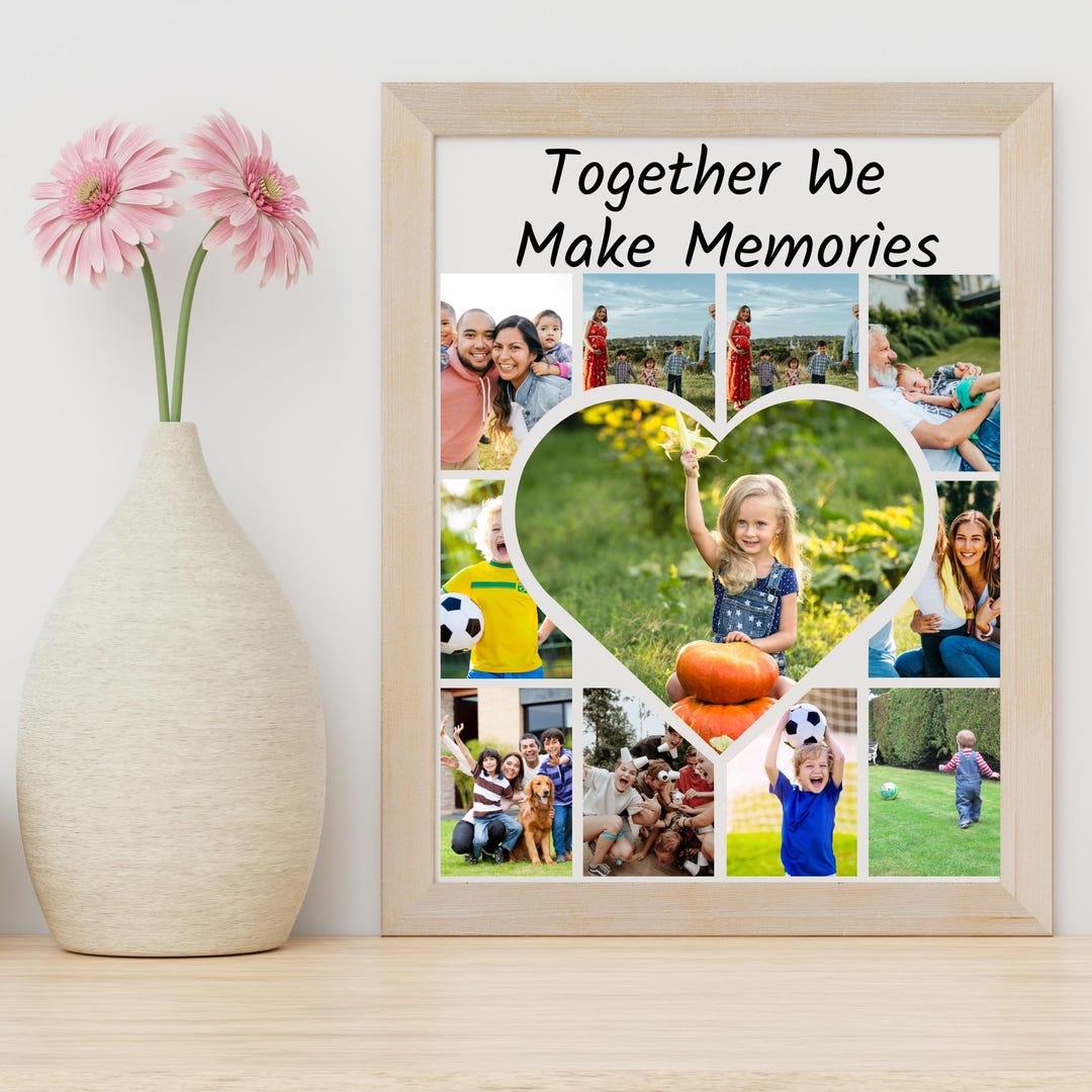 Heart Photo Collage Canva Template, Love Picture Collage Frame ...