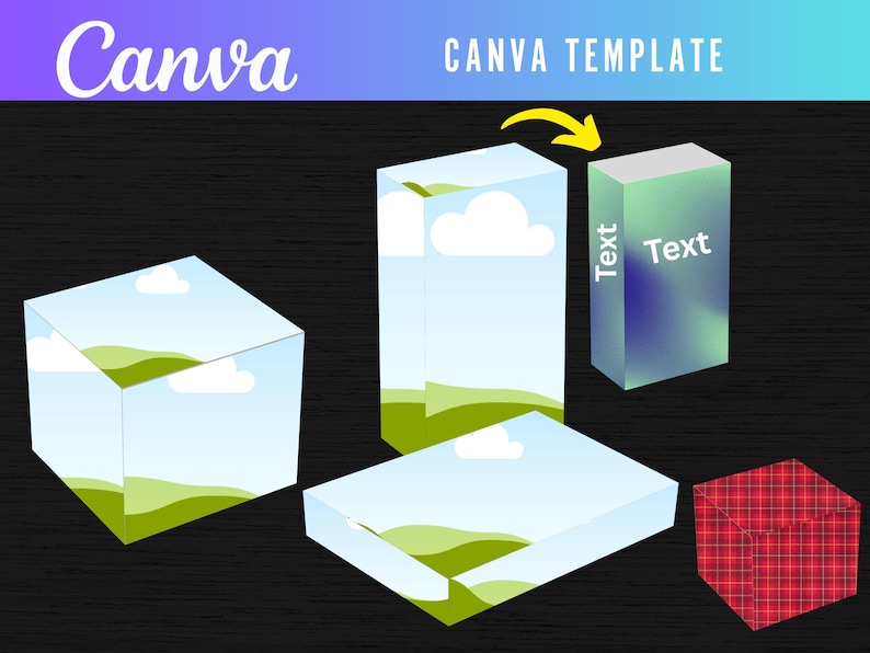 Box Mockup Canva Template, Product Box Mockup Display, DIY Box Template ...