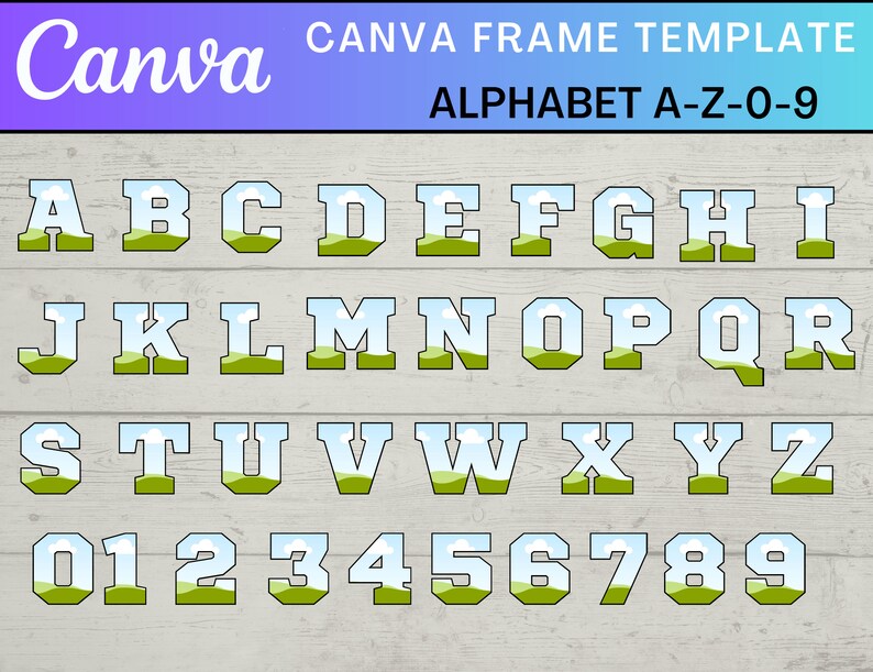 Canva Frame Template Varsity College Sports Blank Letters Alphabet Font ...