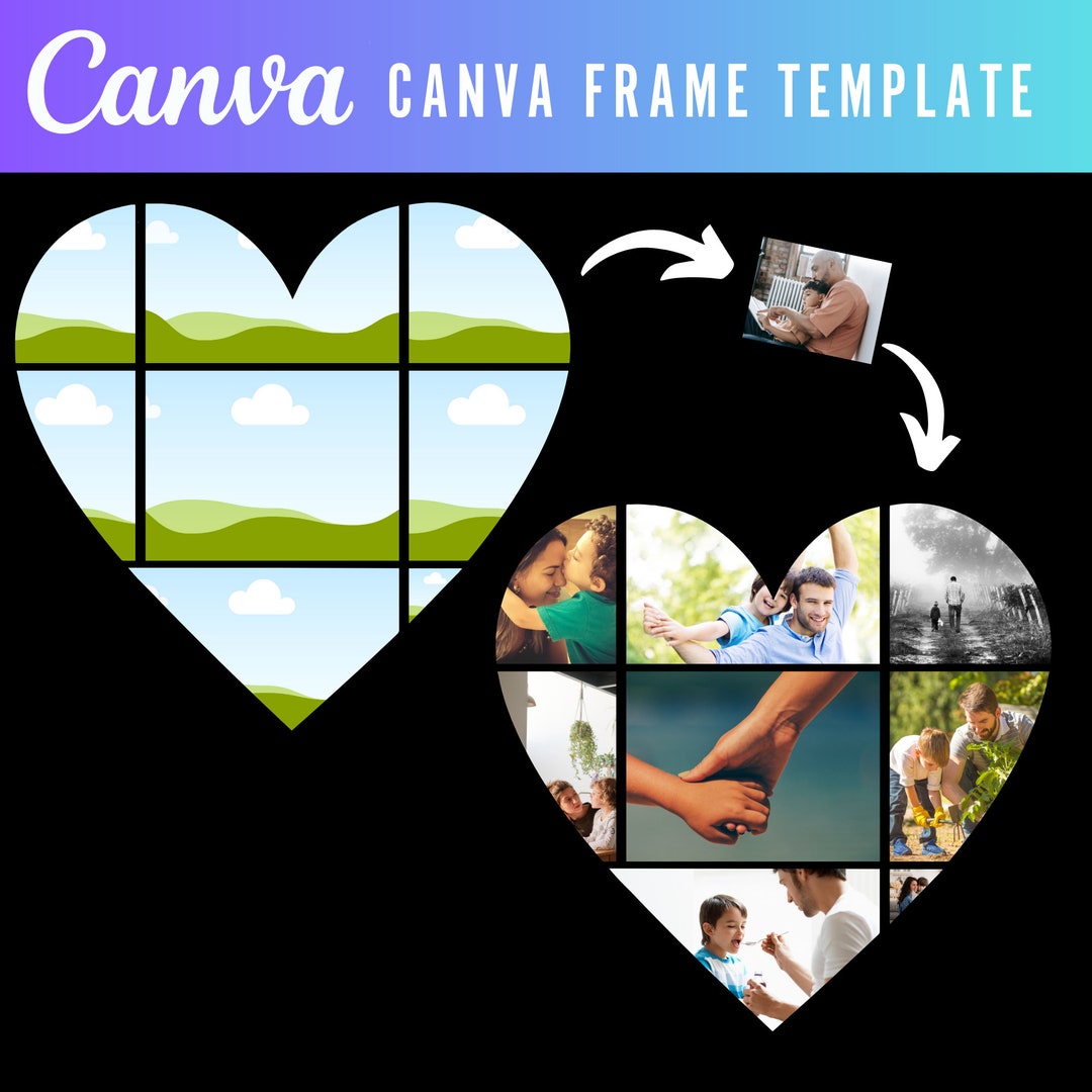 Heart Photo Collage Canva Template ,canva Frames Templates ,canva Frame ...