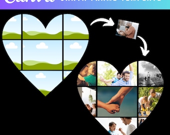 Heart Photo Collage Canva Template Canva Frame Template Cdr Ai Svg ...