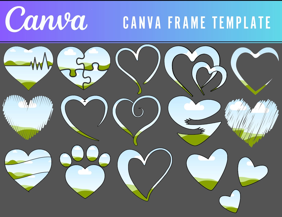 Canva Frame Bundle, Heart Canva Frame, Add Your Own Photo, Create Your ...