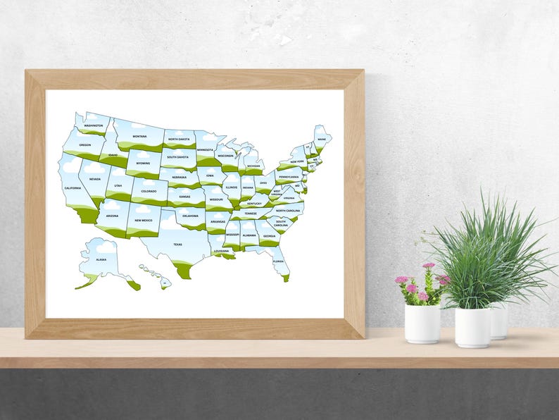 USA Map Canva Frame Bundle – Fill Your Own 50 States | United States ...