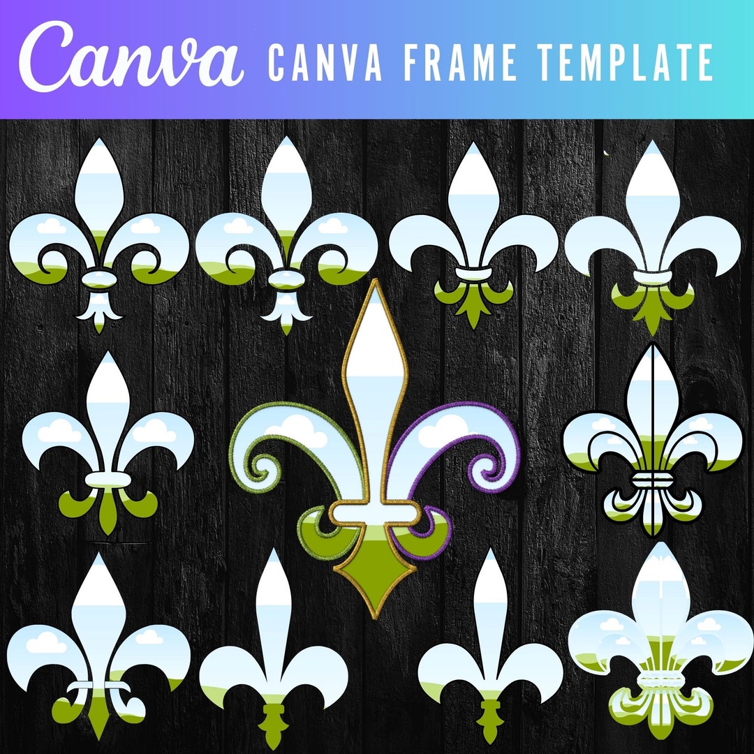 Fleur De Lis Canva Frame Template Stitch | Canva Frames Templates ...