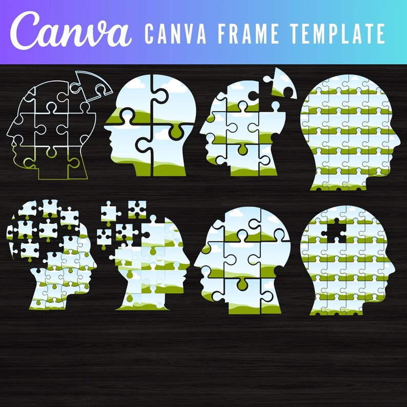Canva Template Autism Puzzle , Autism Puzzle Head Illustration Canva ...