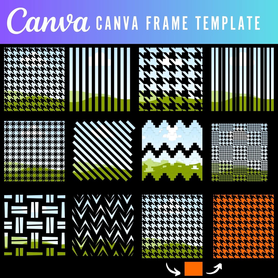 Canva Frame Bundle, Houndstooth Canva Frame, Houndstooth Seamless ...