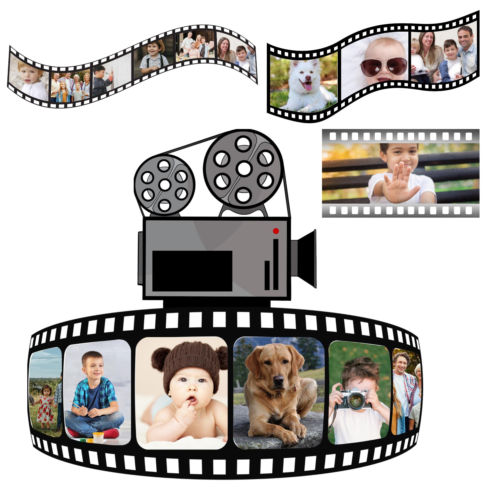 Editable Film Strip Photo Frames Canva Template, Retro Movie Reel ...