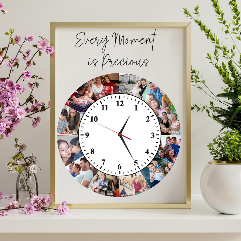 Clock Photo Collage Canva Template – Custom Picture Collage Frame ...