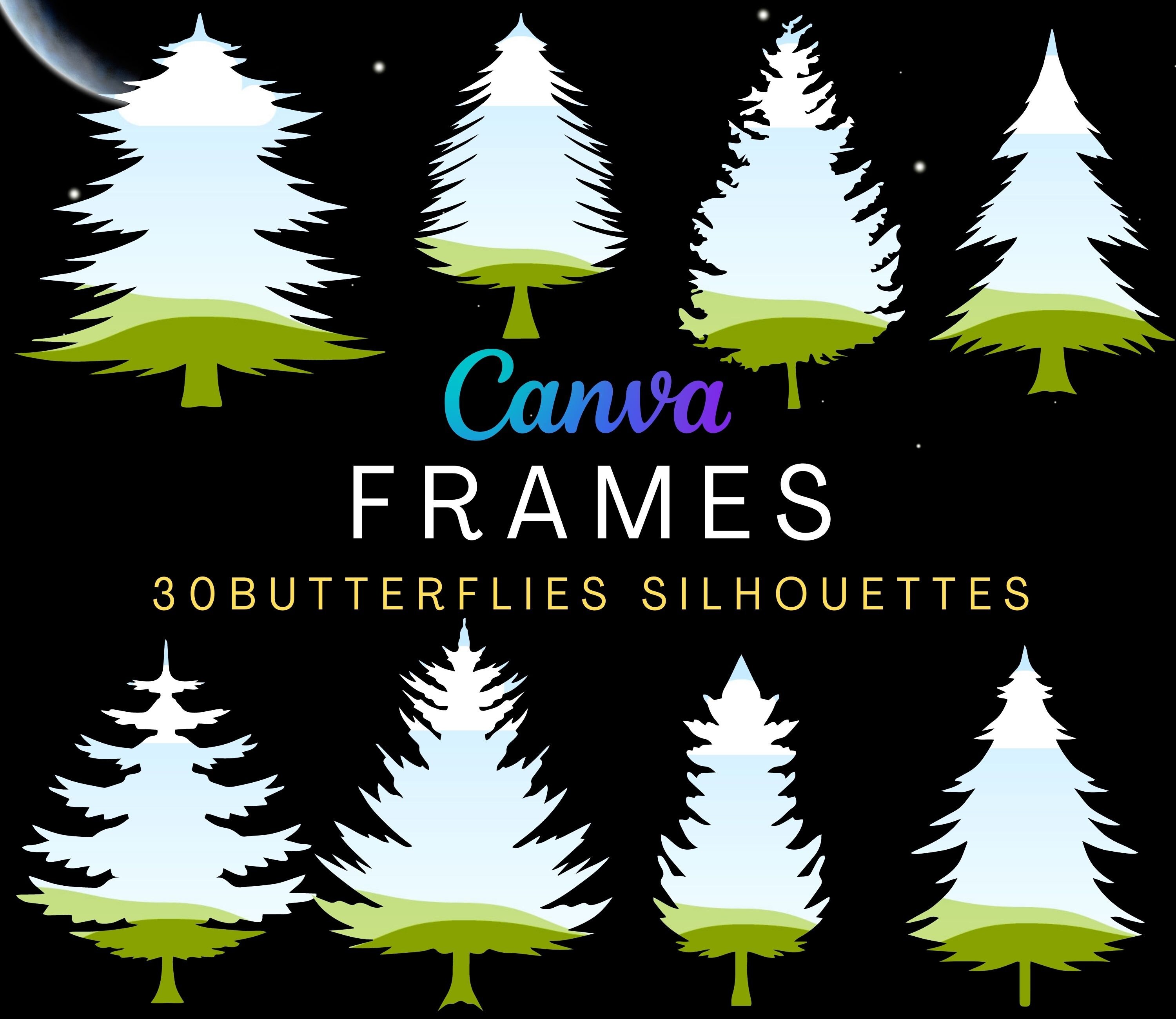 30 Files Christmas Tree Frame. Canva Frame. Canva Drag and Drop Frame ...