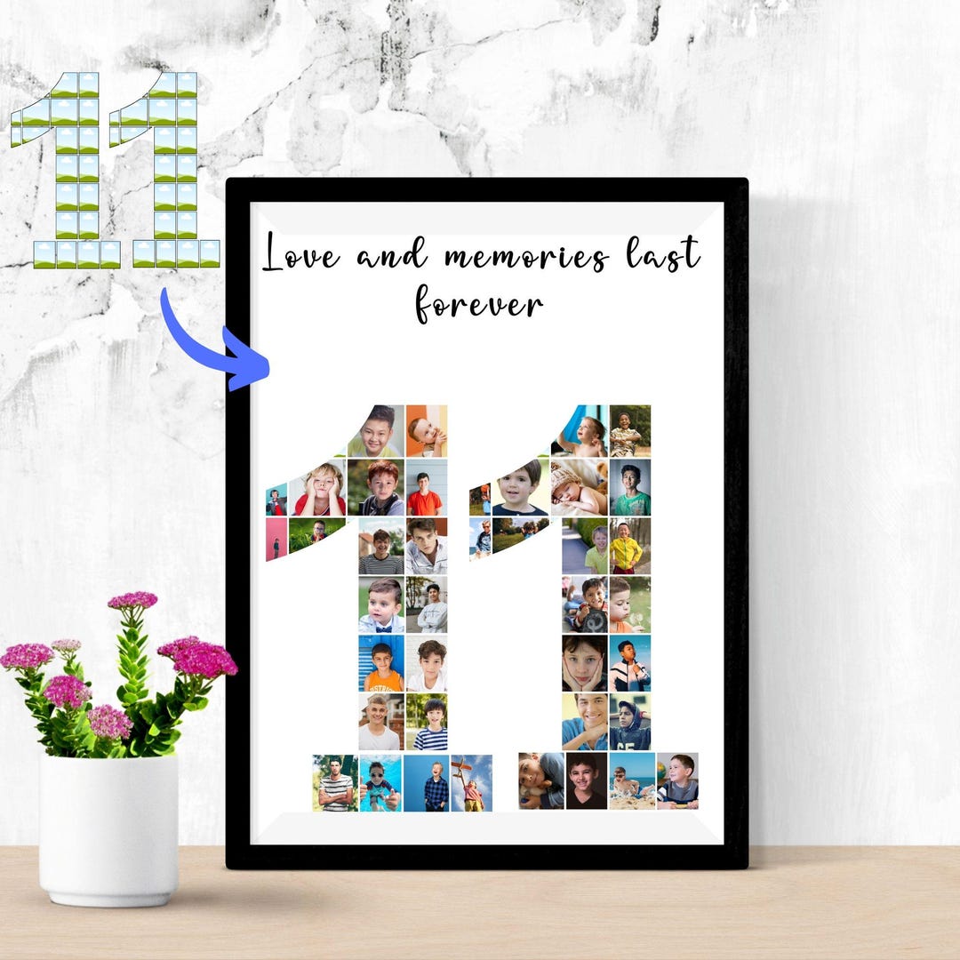 11th Birthday Photo Collage Template | Custom Number 11 Poster ...