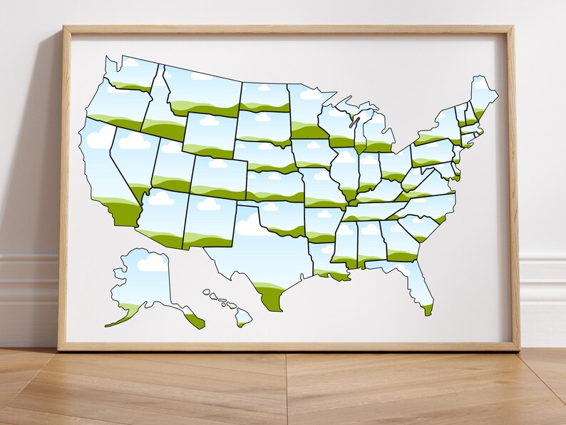 USA Map Canva Frame Bundle – Fill Your Own 50 States | United States ...