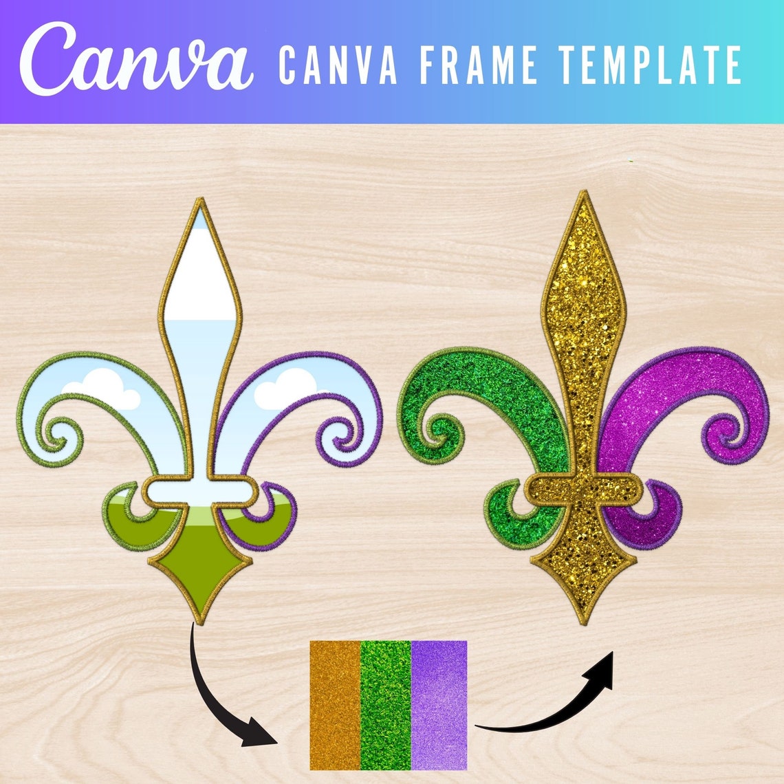 Fleur De Lis Canva Frame Template Stitch | Canva Frames Templates ...