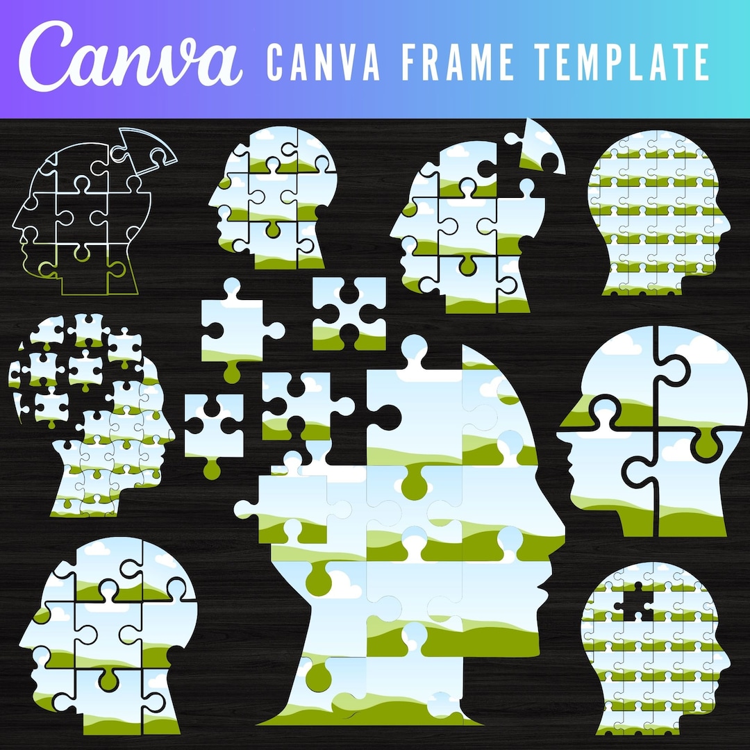 Canva Template Autism Puzzle , Autism Puzzle Head Illustration Canva ...