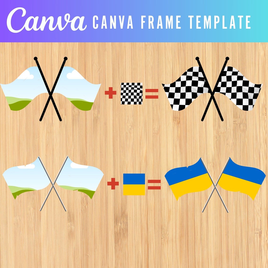 Canva Frames Bundle Editable Canva Frames Start Flags Etsy