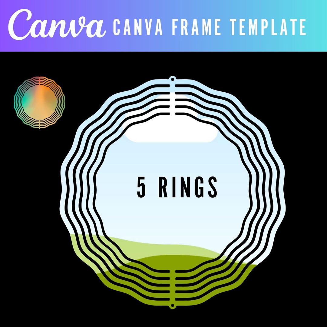 Wind Spinner Design Mockup 5 Rings | Wind Spinner Canva Template | Set ...