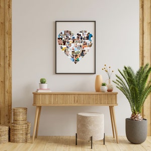 Heart Photo Collage Canva Template ,DIY Heart Photo Collage Design on ...