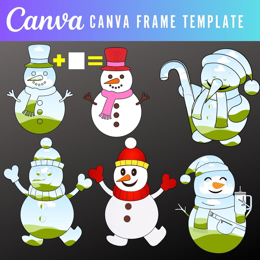 DIY Custom Christmas Snowman , Christmas Snowman, CANVA Frames Template ...