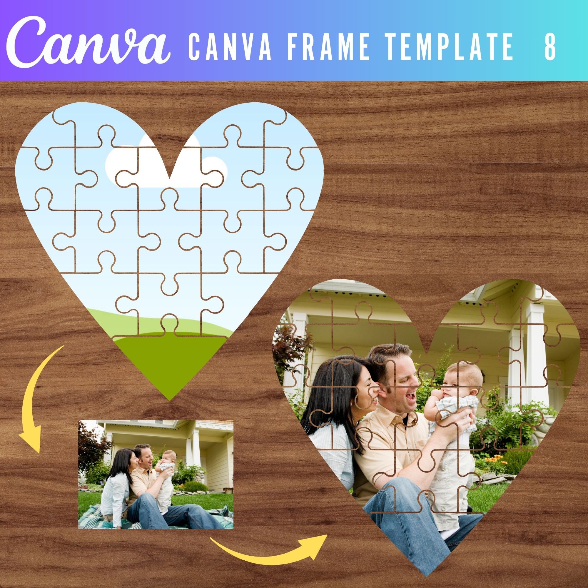 Puzzle Canva Frames Templates ,heart Photo Collage Canva Template ...