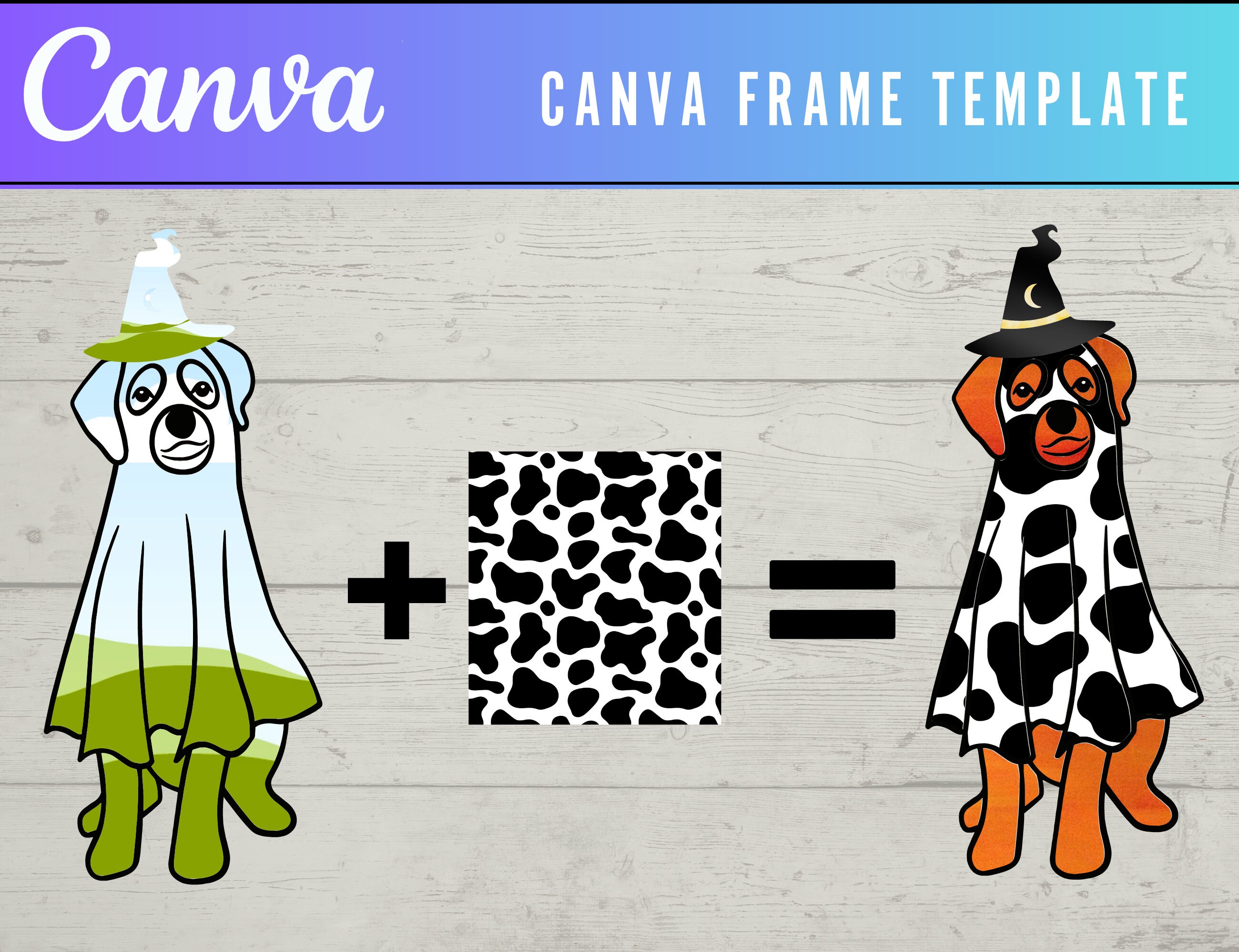Ghost Dog Retro Spooky Season Canva Frame Template Ghost Dog - Etsy