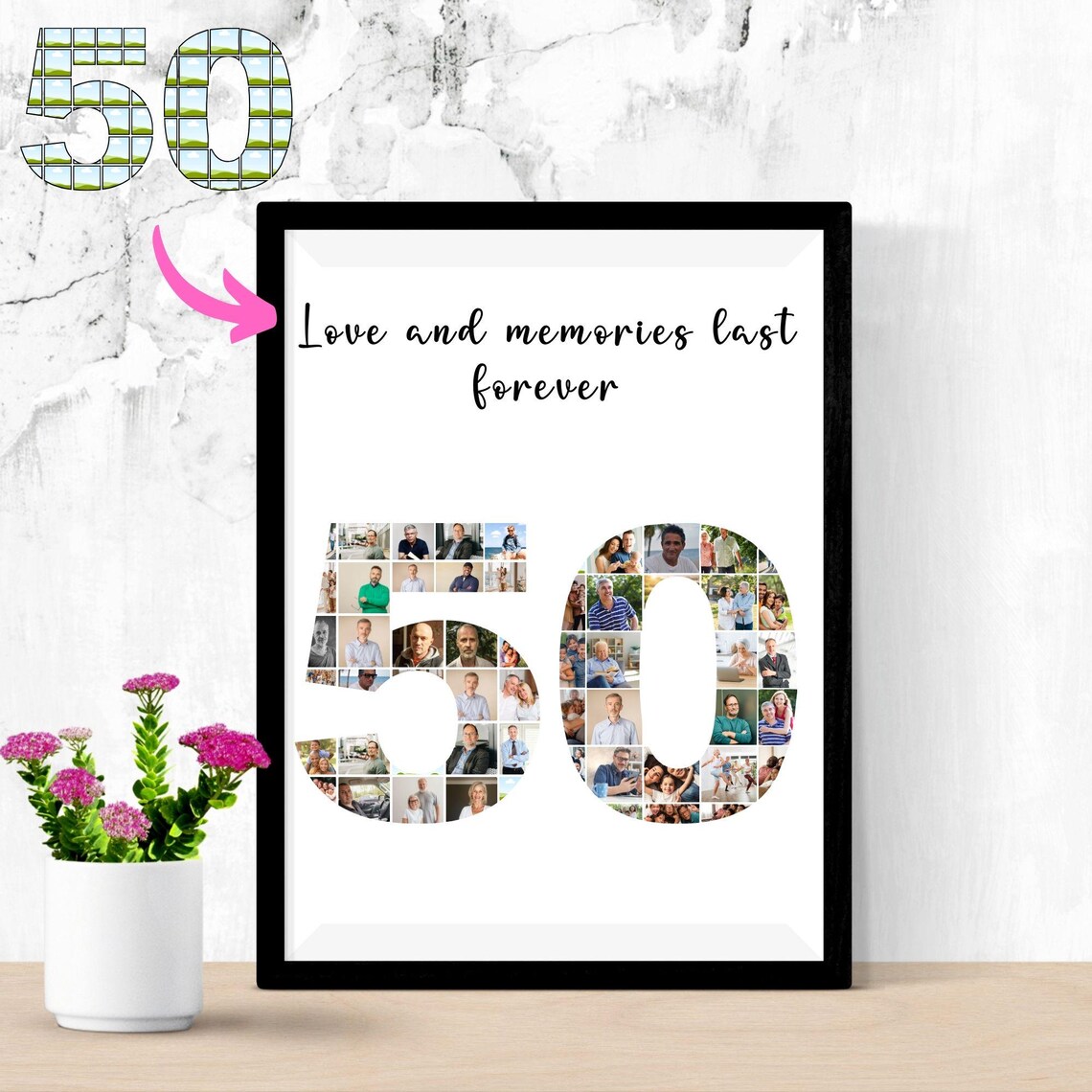50th Birthday Photo Collage Template | Custom Number 50 Poster ...