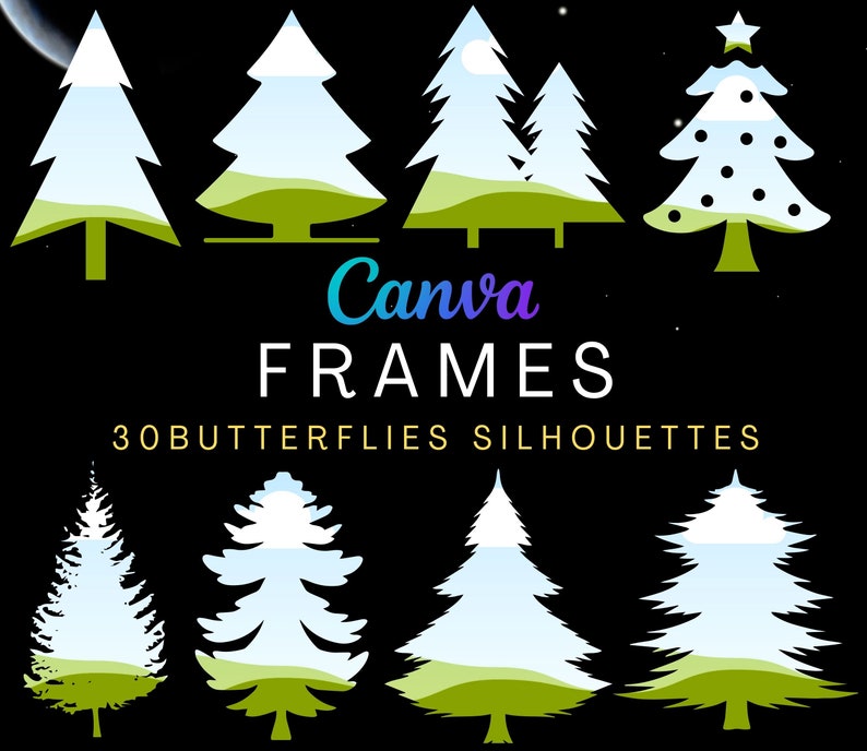 30 Files Christmas Tree Frame. Canva Frame. Canva Drag and Drop Frame ...
