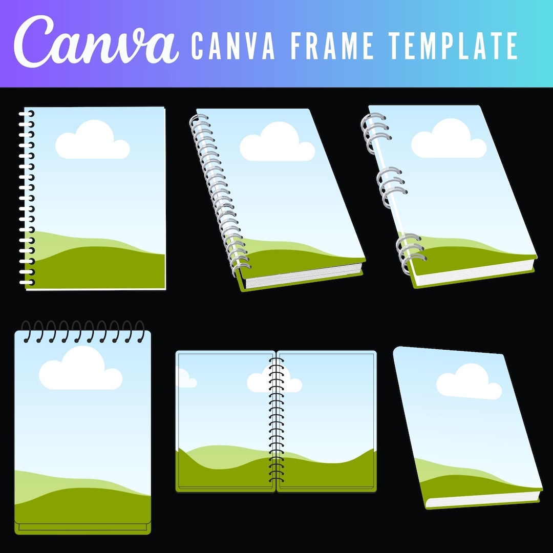 Canva Frames Bundle | Spiral Notebook Mockup for Canva| Drag and Drop ...