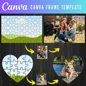 Design Your Own Puzzle, CANVA Frames Bundle With Easy Drag and Drop Photo, Sublimation Designs ...