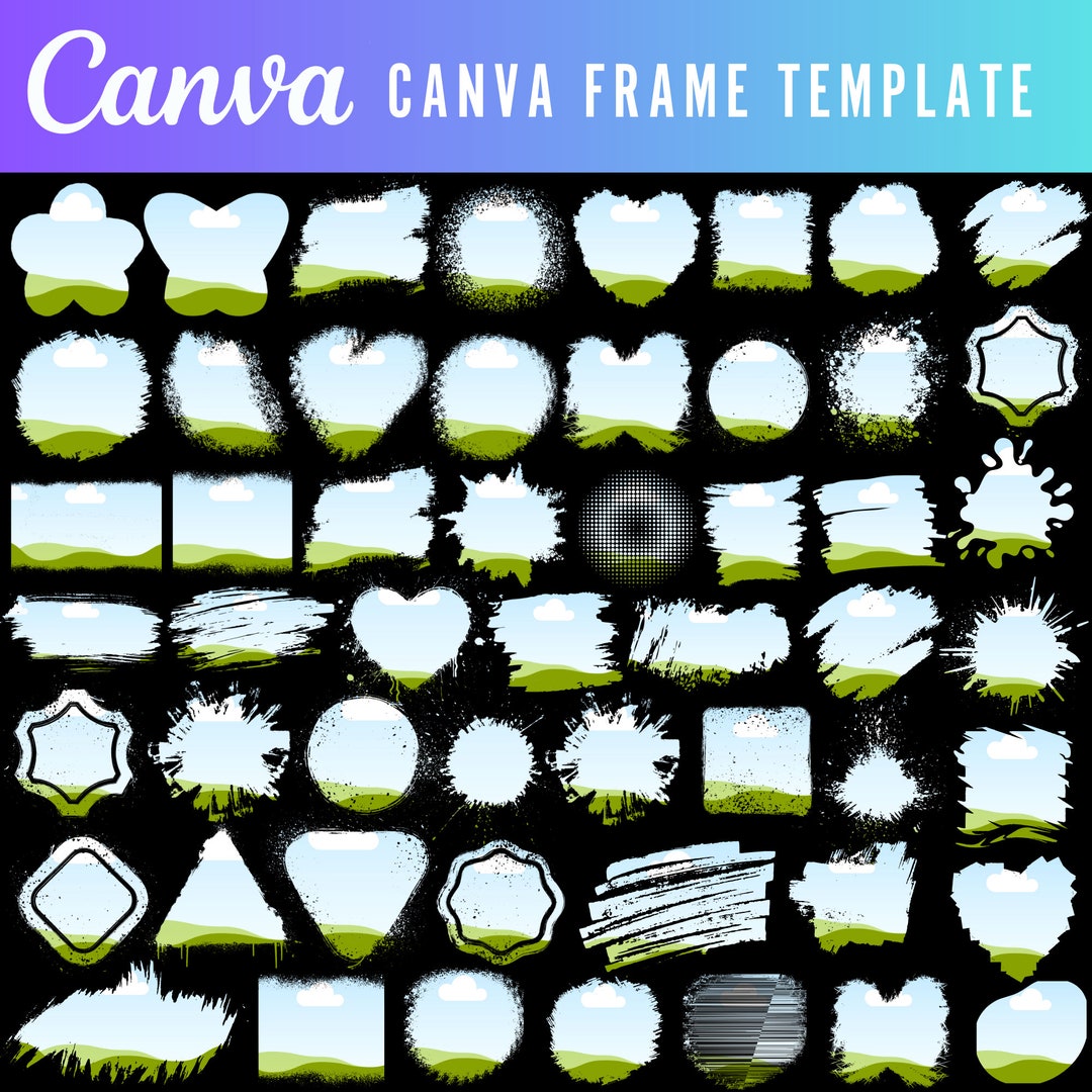Canva Frames Bundle , Distressed Edge Canva Frames, Fill Your Own ...