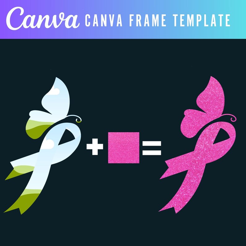 Canva Frame Bundle , Canva Cancer Ribbon Template| Editable Ribbon ...