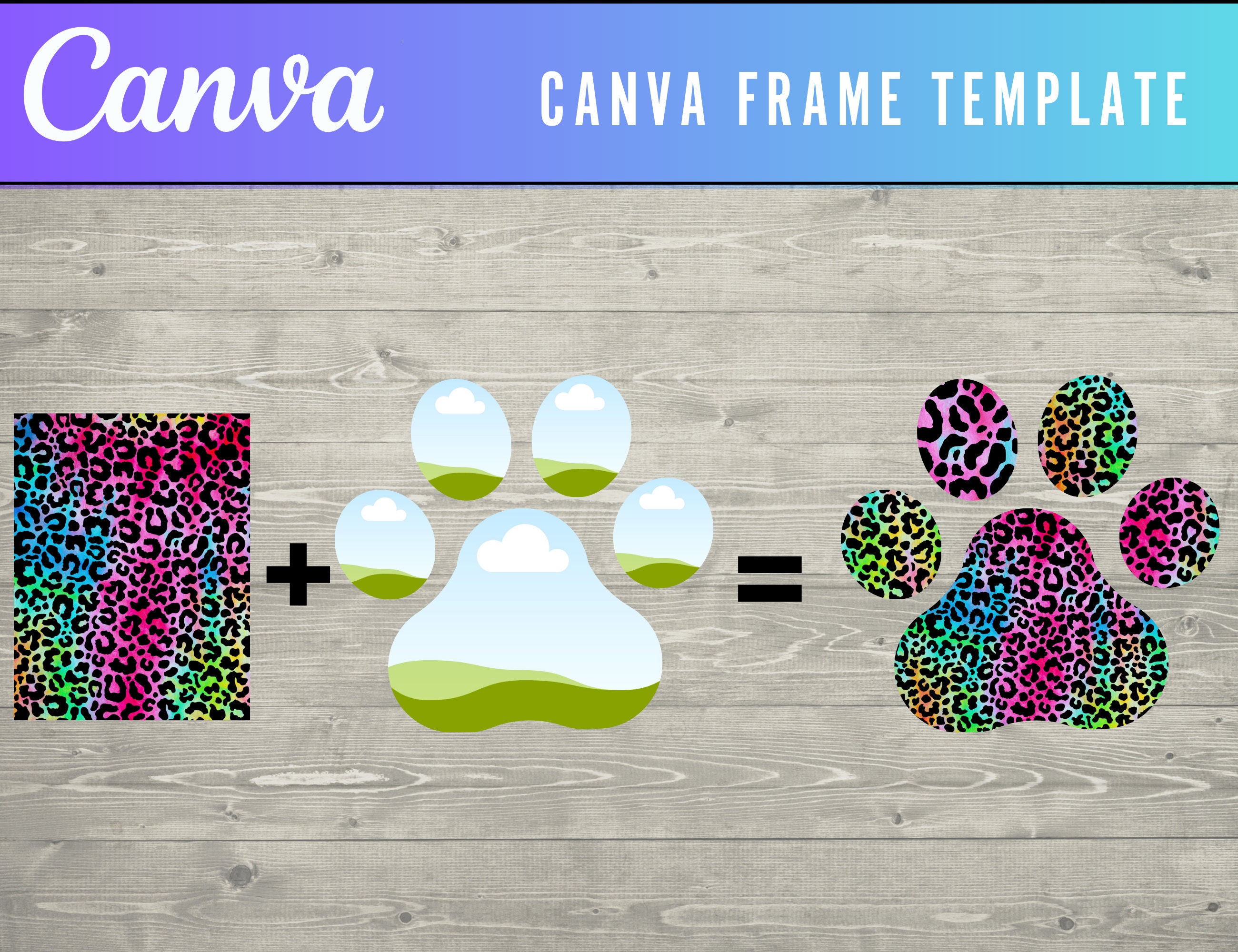 Canva Frame Template Add Your Own Pattern Paw Print, Create Digital ...