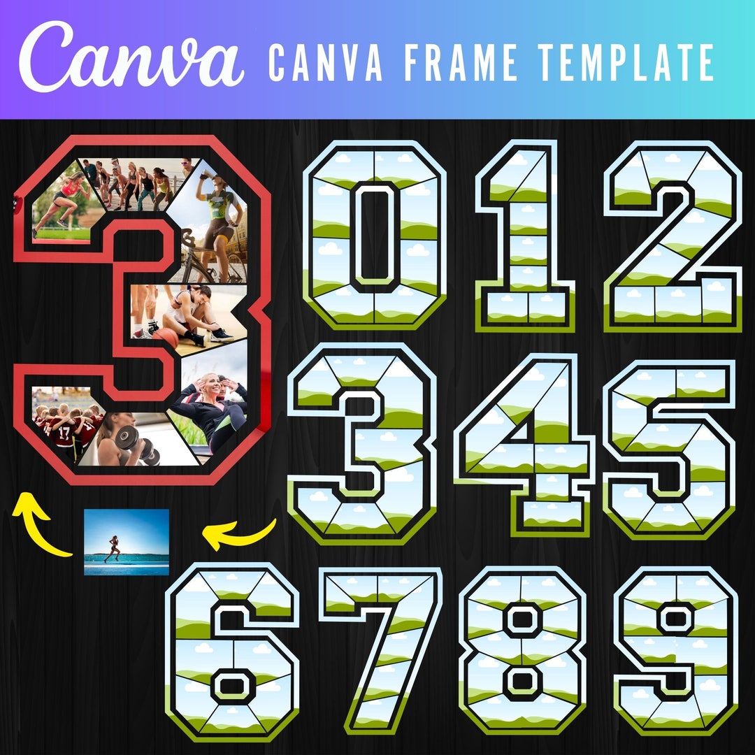 All Digits Canva Photo Collage, Editable Canva Template for a Numbered ...
