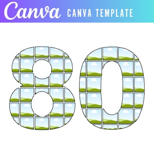 Number 80 Canva Templates , Editable Canva Template for a Numbered ...
