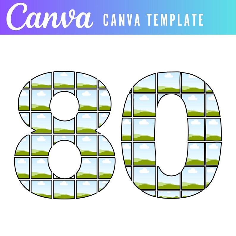 Number 80 Canva Templates , Editable Canva Template for a Numbered ...