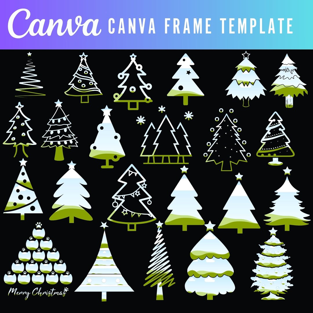 Canva Frames Bundle , Christmas Tree Canva Frame, Tree Template, Mock ...