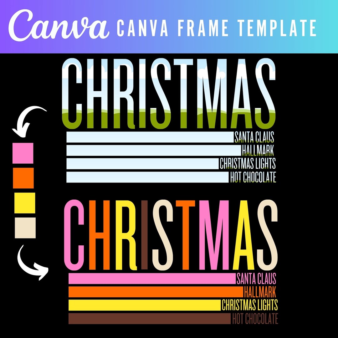 Canva Frame Template , Christmas Canva Frame Template , Retro Christmas ...