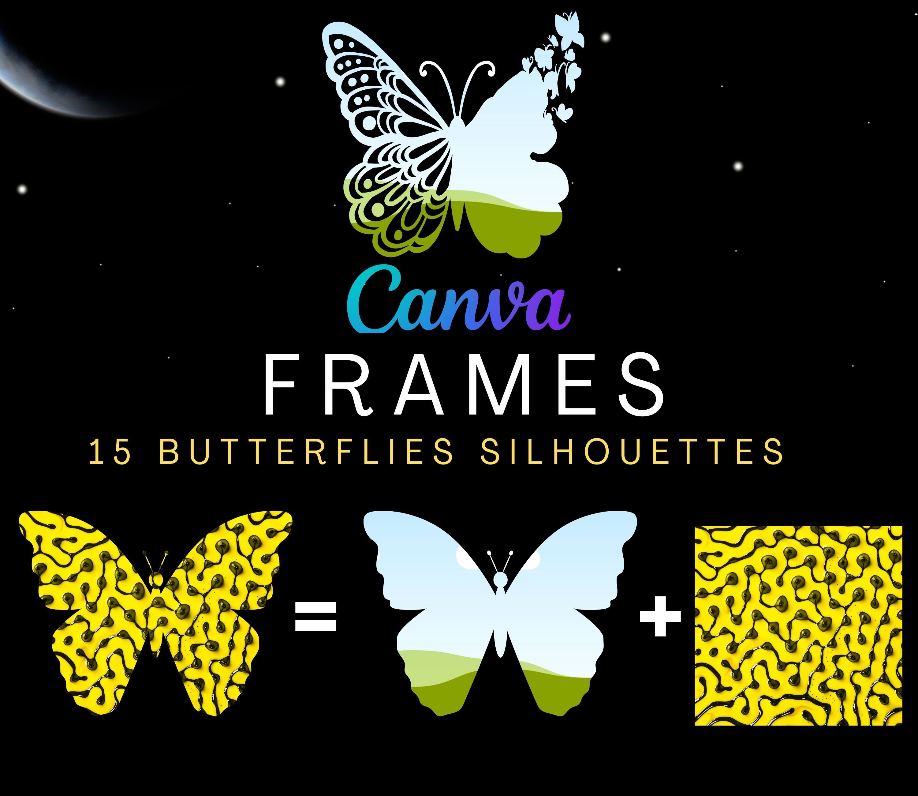 Butterflies Canva Shapes CANVA TEMPLATES Drag and Drop Sublimation ...