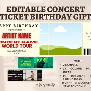 Printable Ticket Template Concert Birthday, Printable Digital Ticket ...