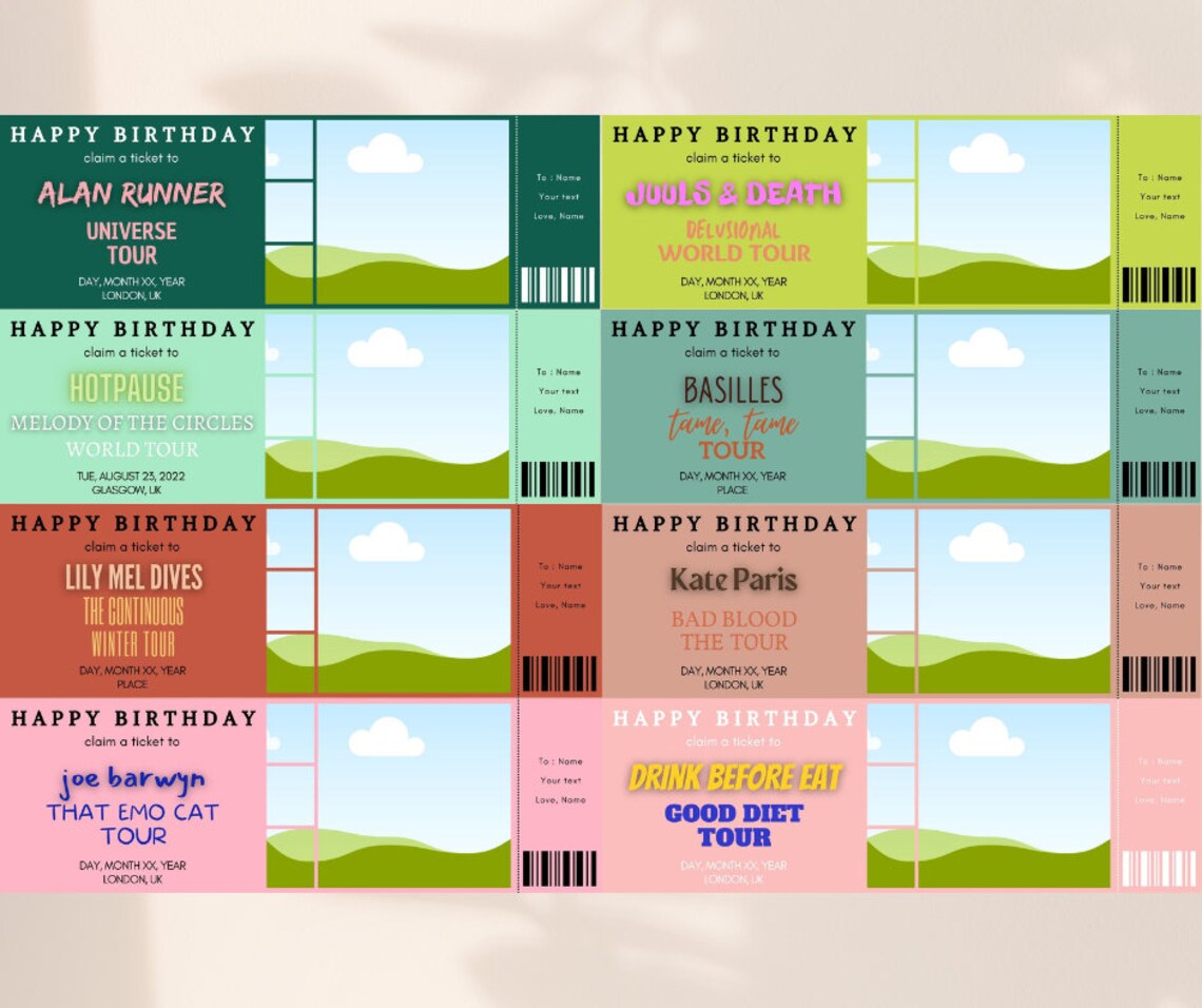 Printable Ticket Template Concert Birthday Printable Digital - Etsy