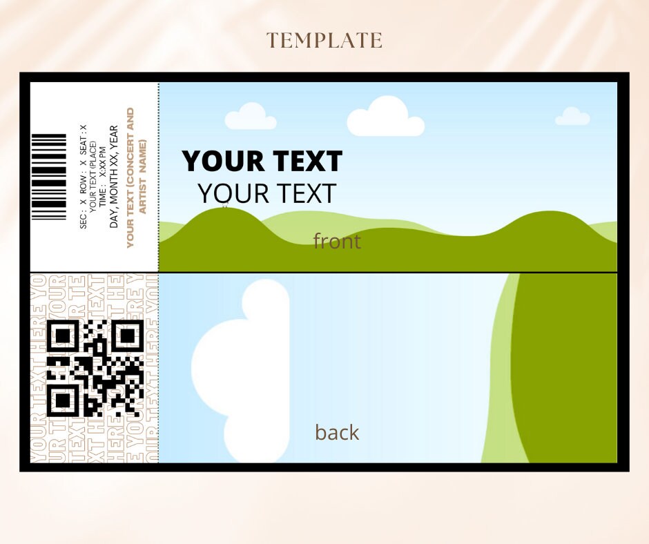 Editable Concert Ticket Template, Printable Physical Ticket, Birthday ...