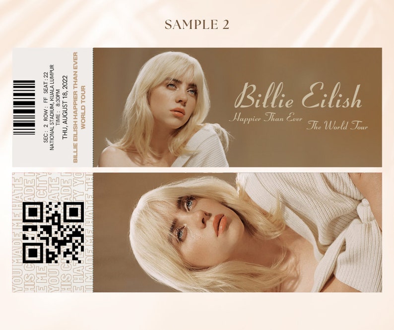 Editable Concert Ticket Template, Printable Physical Ticket, Birthday ...