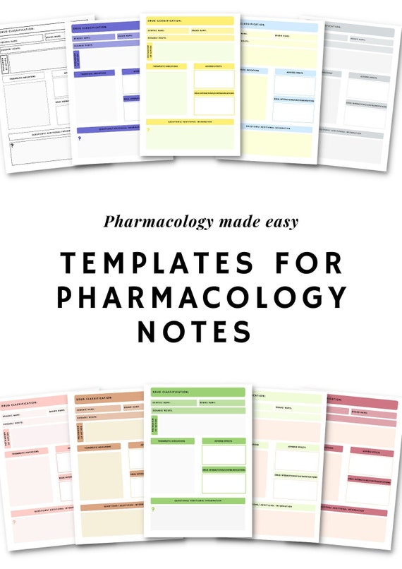 Pharmacology Printable Notes Template for Pharmacy and - Etsy